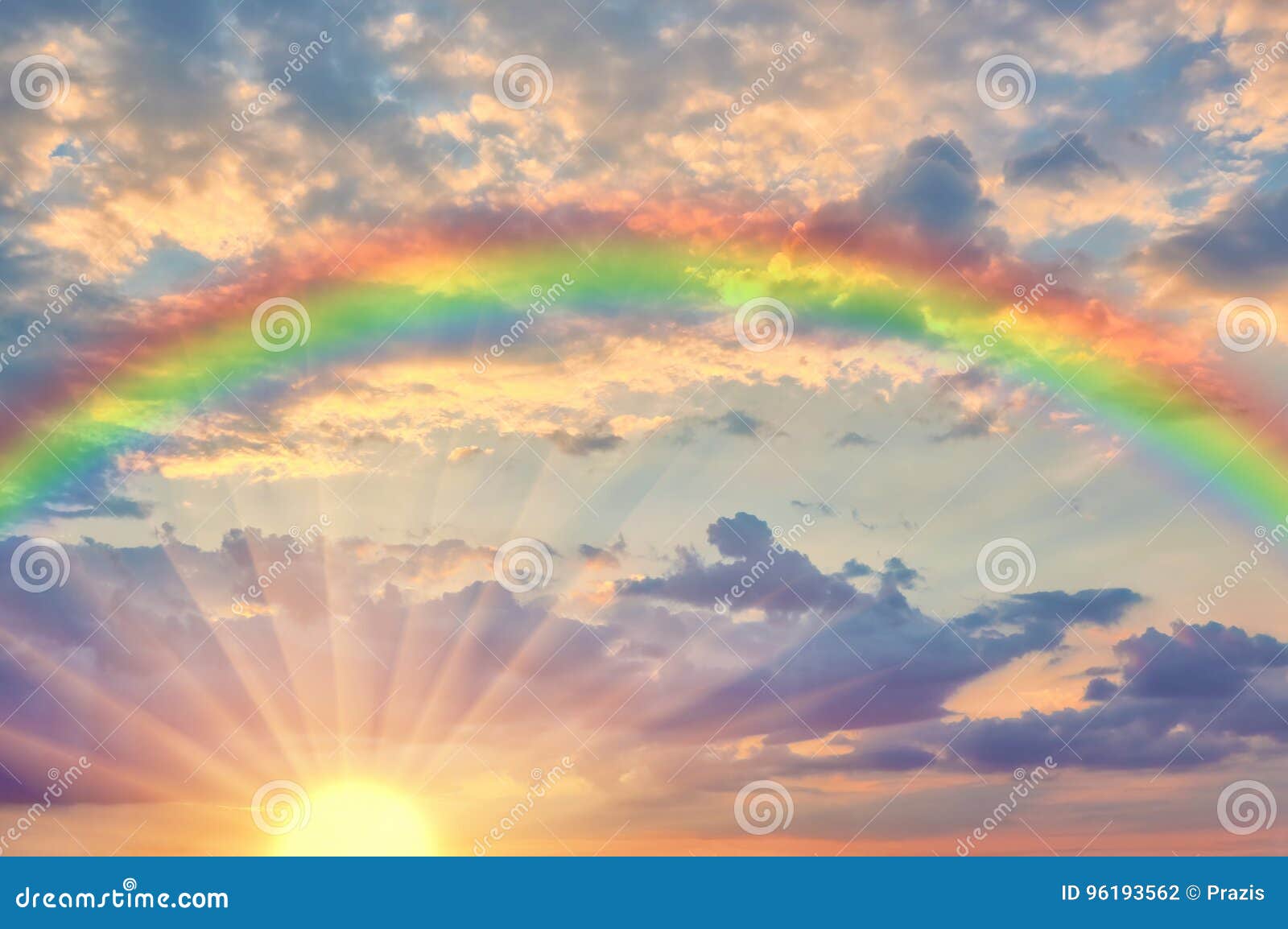 Beautiful Evening Sunset with Rainbow Stock Photo - Image of travel ...