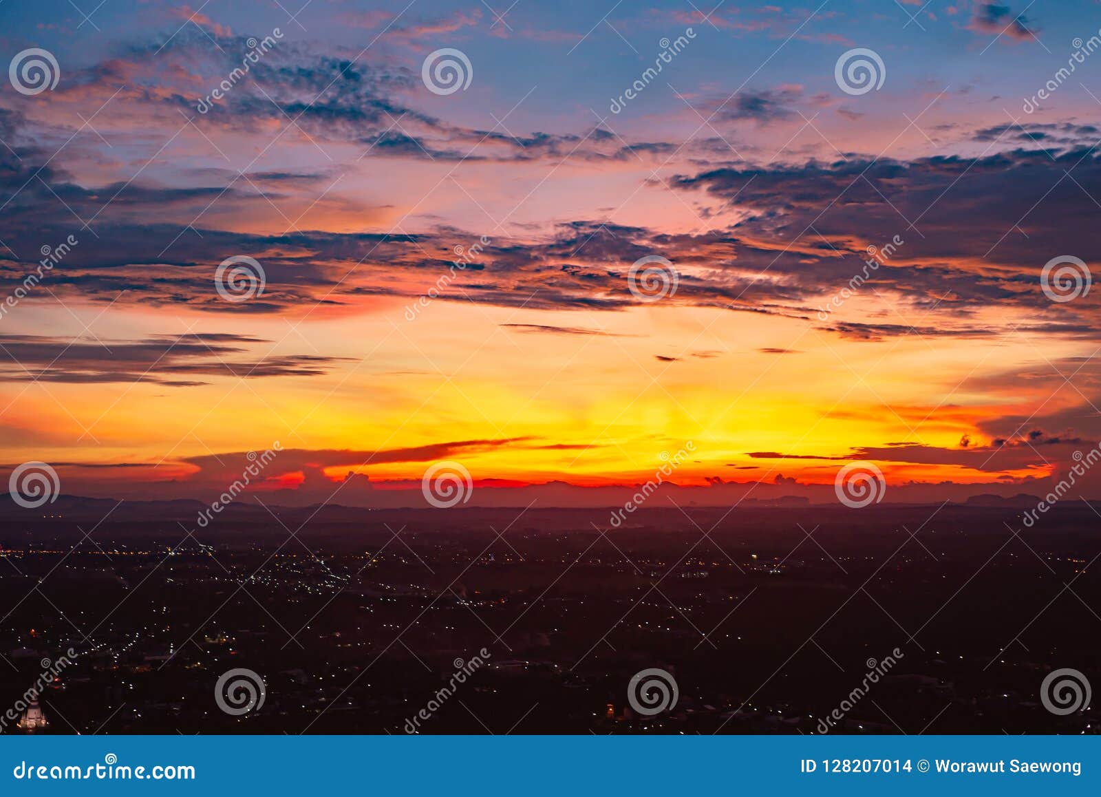 Beautiful Evening Sunset on the Sky with Clouds. Stock Photo - Image of ...
