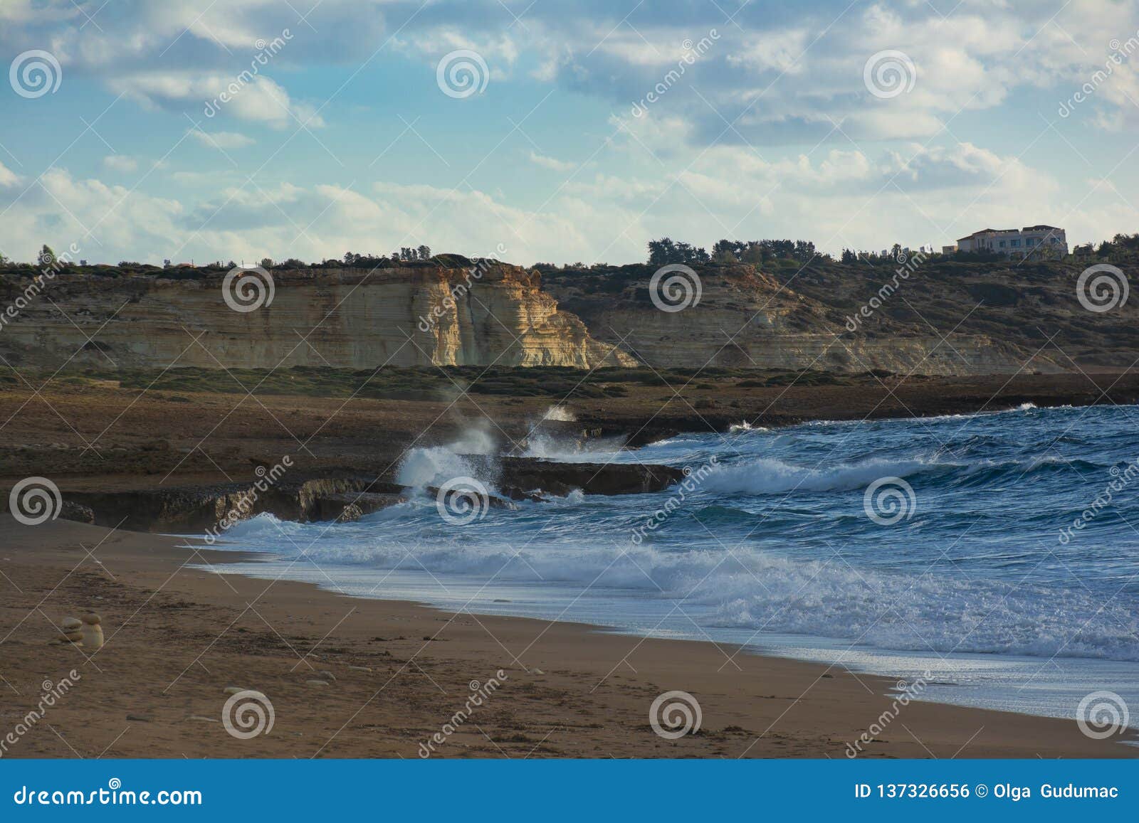 Beautiful Evening View of the Cliffs on Toxeftra Beach. Akamas ...