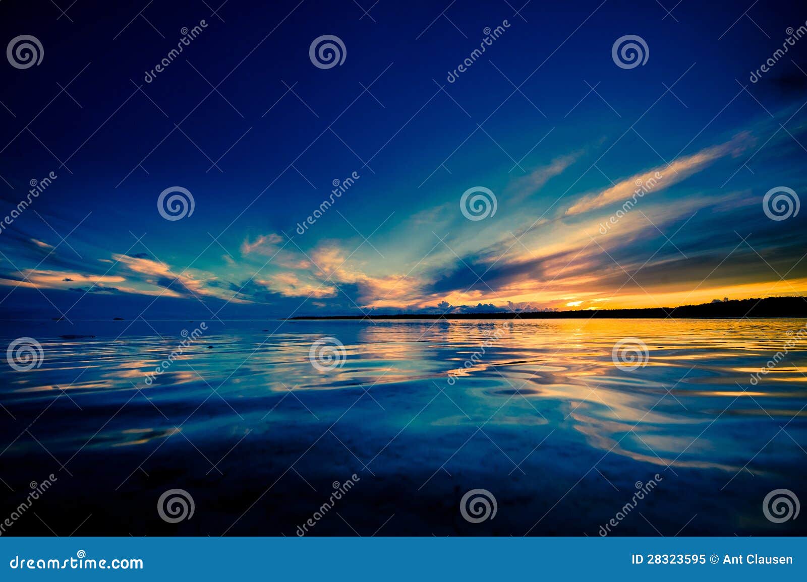 Beautiful Evocative Sunset Reflection Stock Image - Image of peace ...