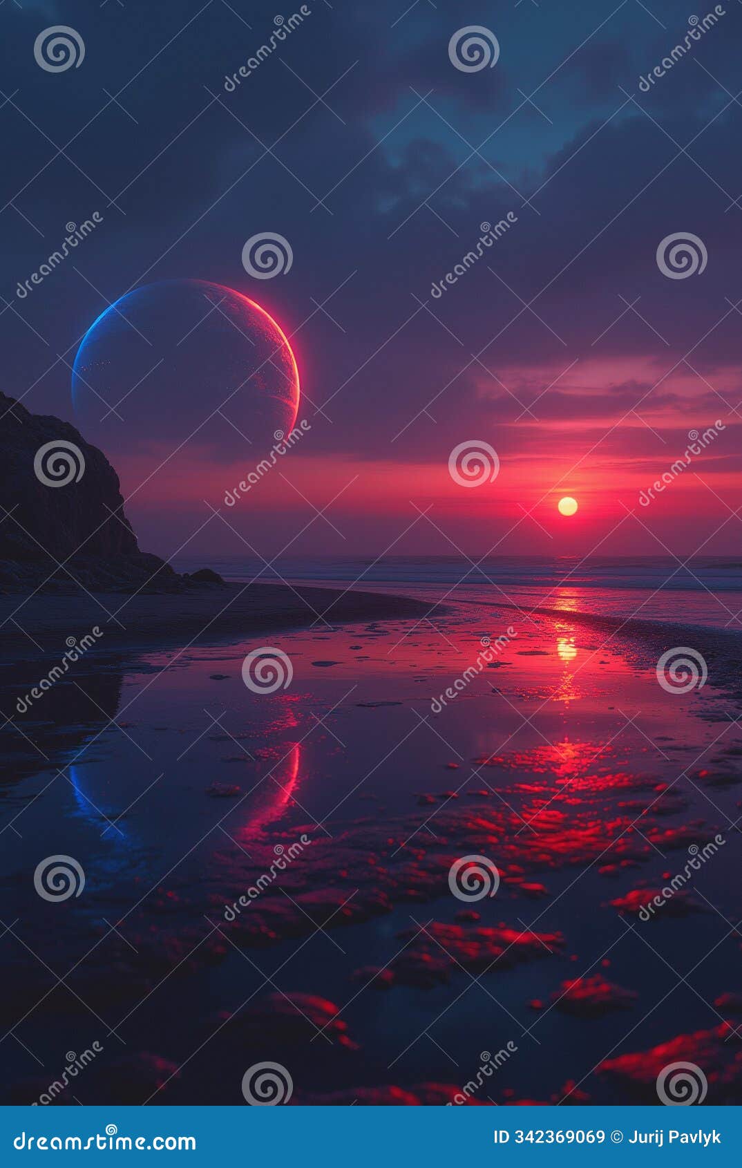 Beautiful Exoplanet, Part Of An Alien Binary Star System With A Red And ...