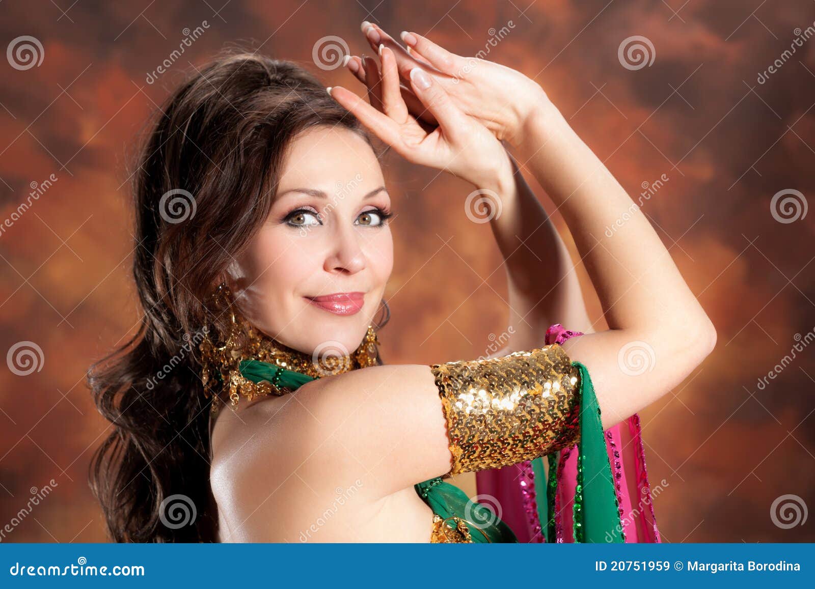 Exotic Belly Dancer In Blue And Gold Costume Royalty-Free Stock ...