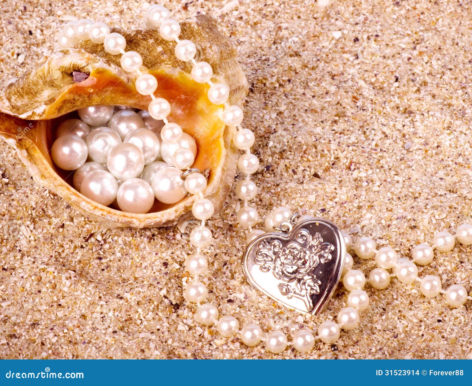 Beautiful Exotic Shell and Pearls Stock Photo - Image of romantic ...