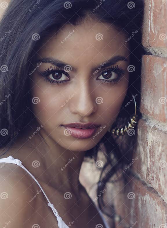 Beautiful Exotic Young Woman With Long Dark Hair Stock Image Image Of