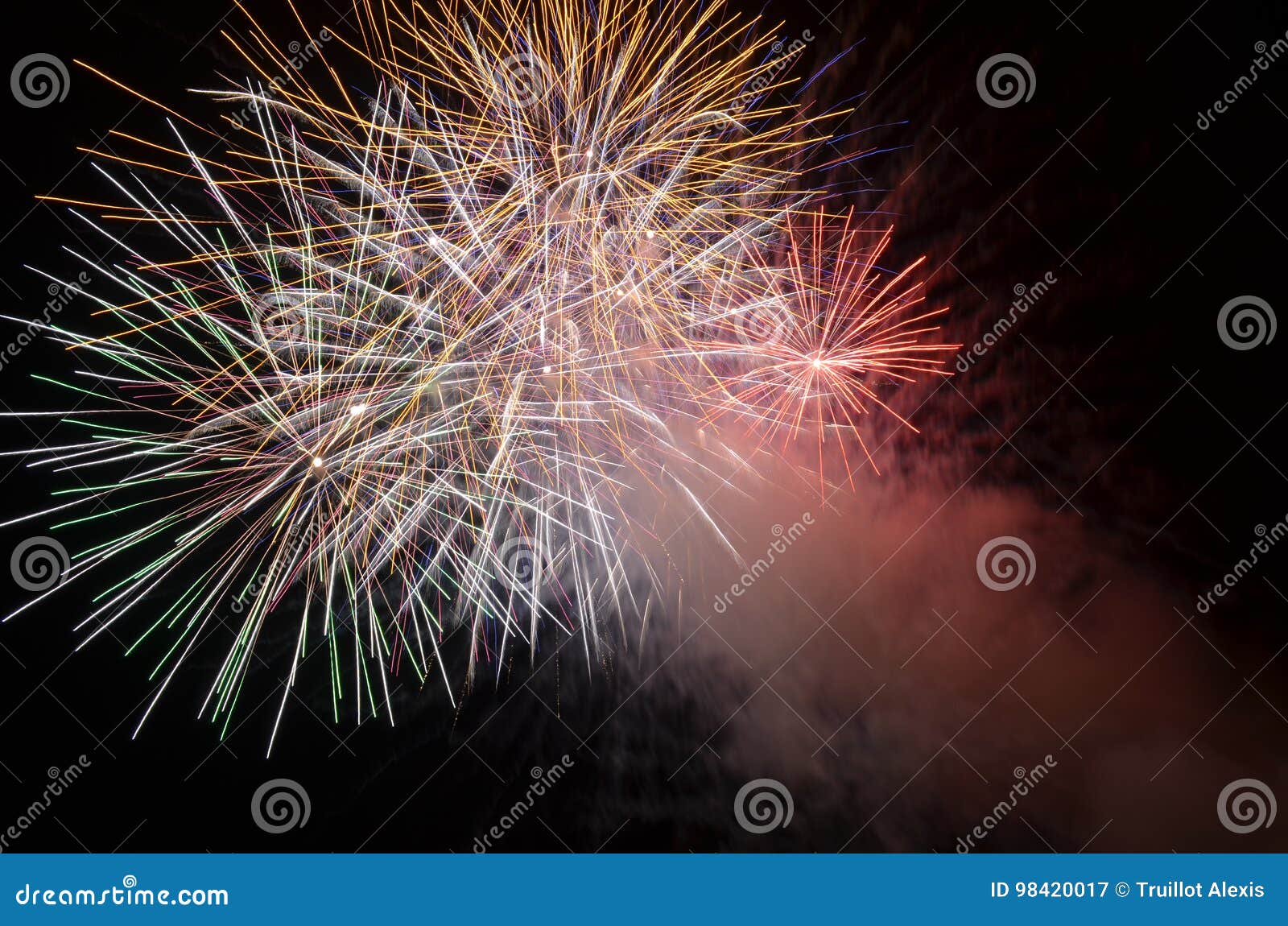 Beautiful Explosion of Fireworks Stock Image - Image of white, trails ...