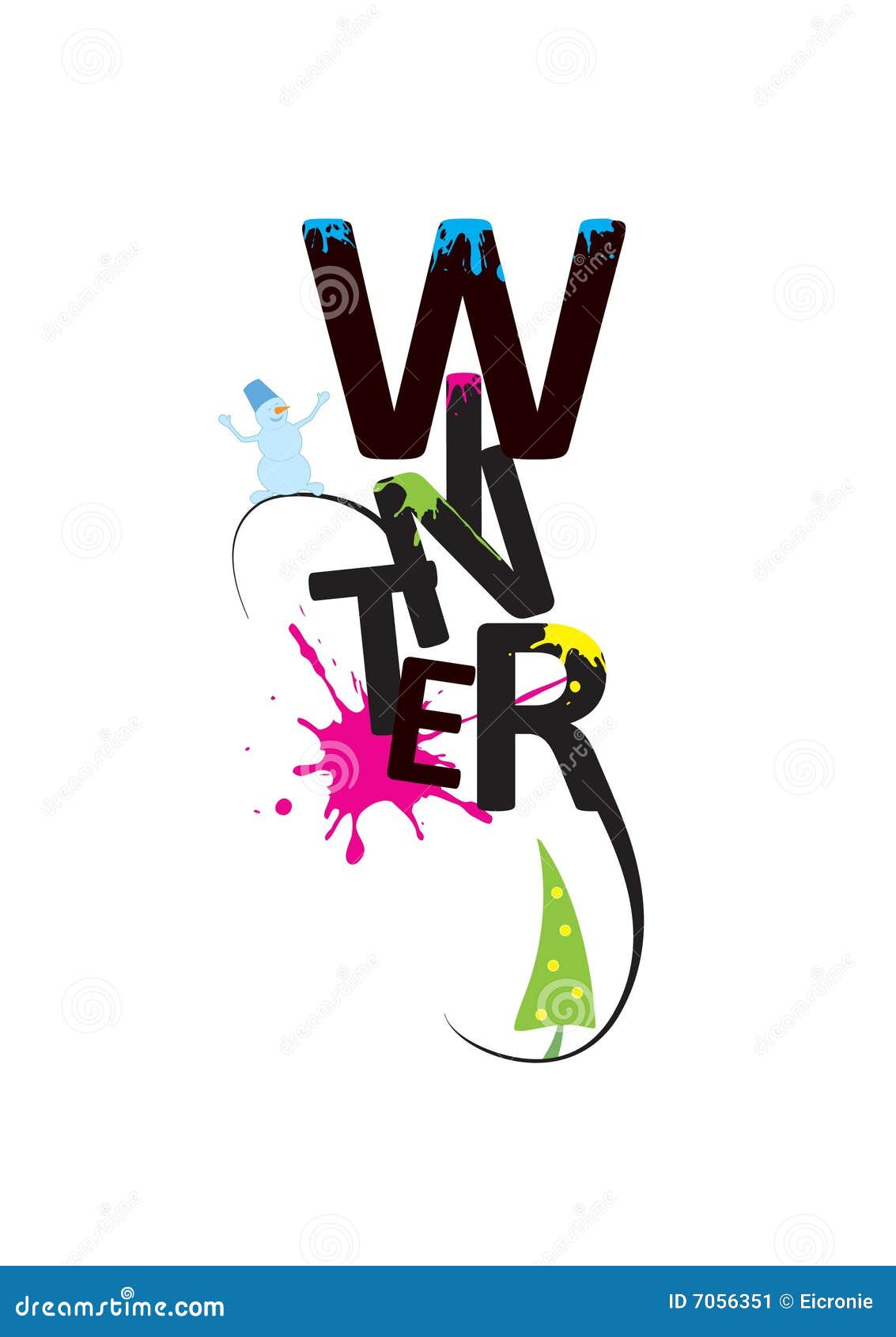 Beautiful Expressive Cold Winter Word with Snow an Stock Vector ...