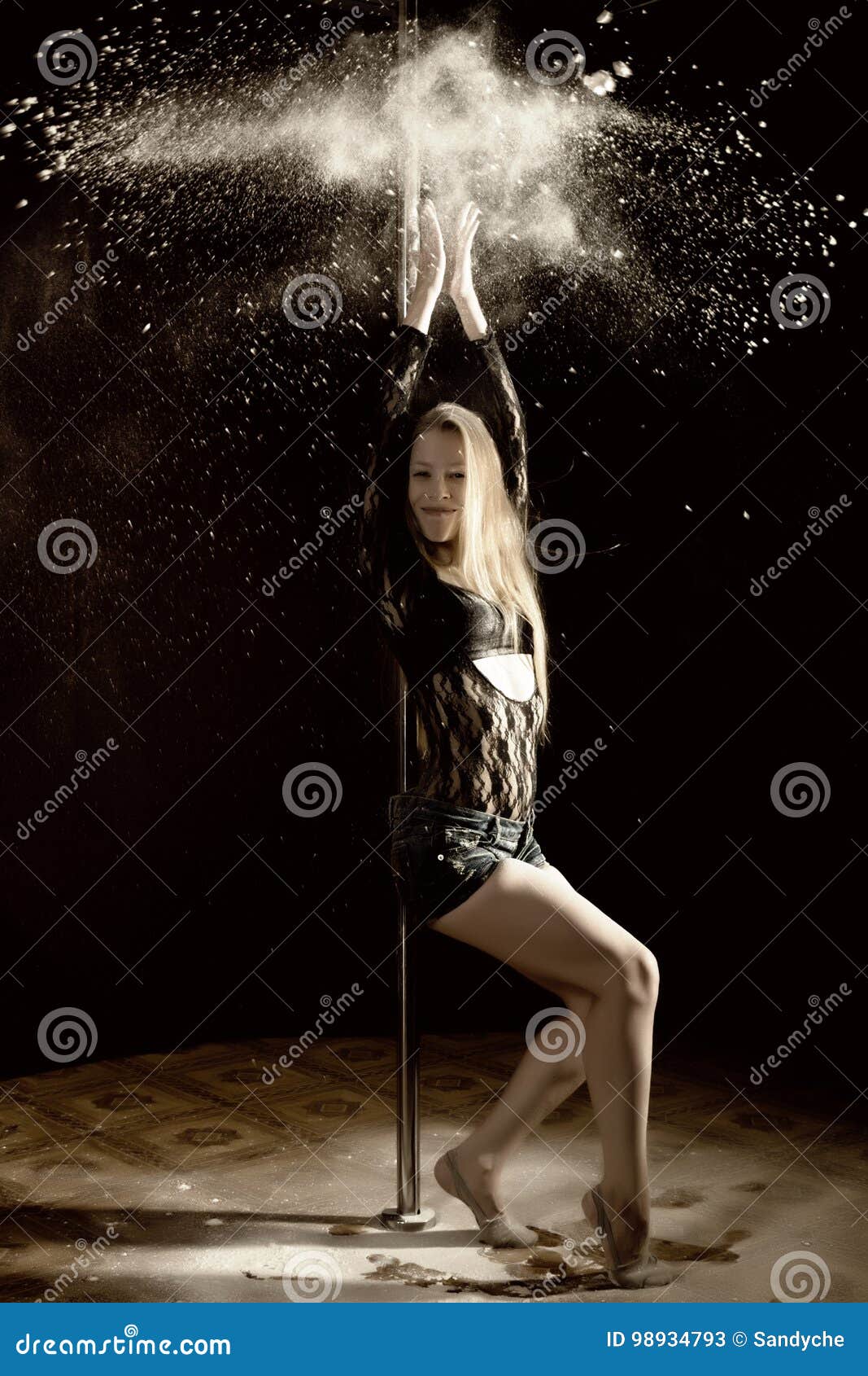 Beautiful Expressive Dencer Dancing at Studio with Flour Stock Image ...