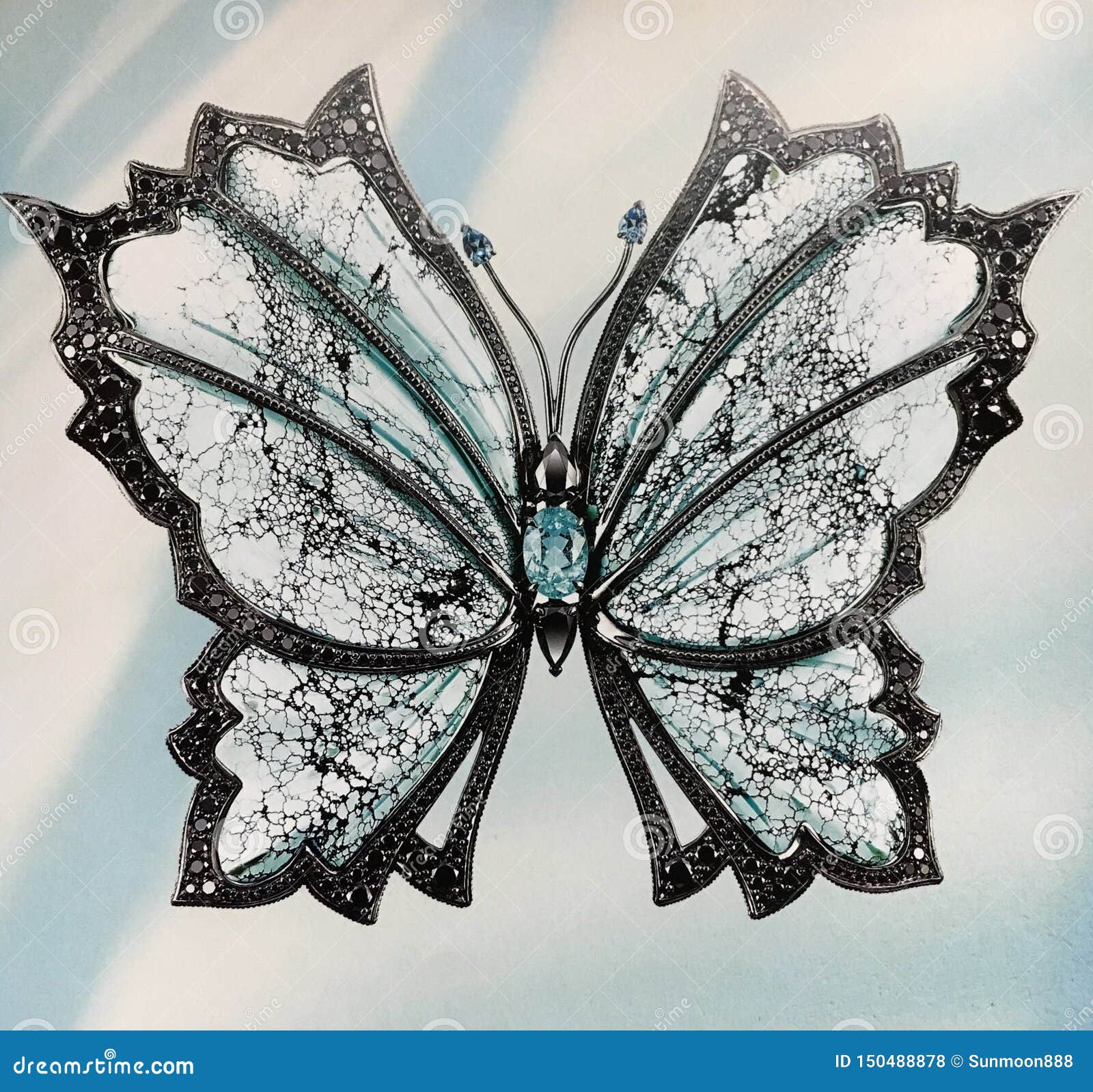 Beautiful Exquisite Blue Butterfly Decoration Stock Photo - Image of ...