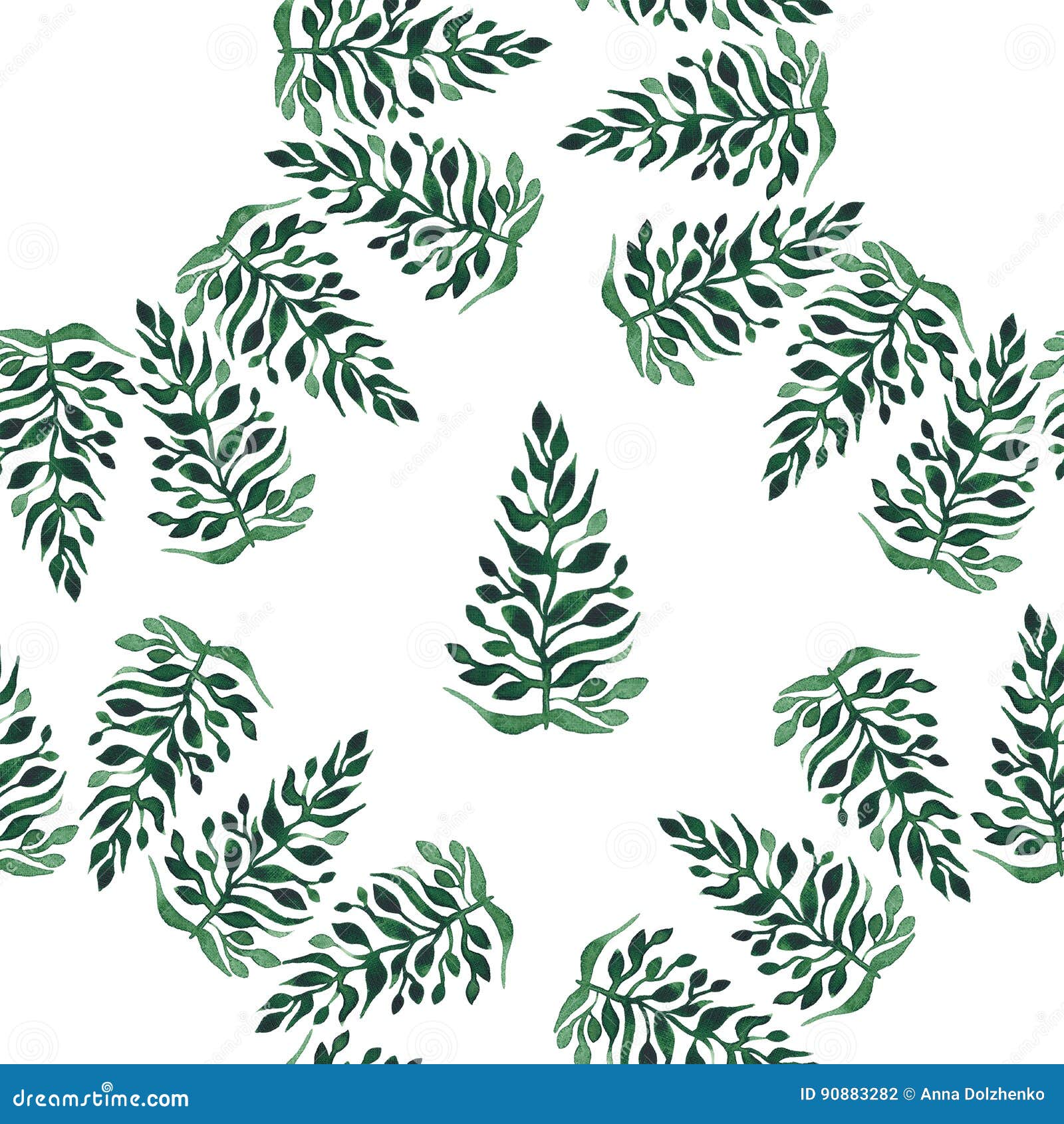 Beautiful Exquisite Pattern of Green Grass Like a Tree Watercolor Stock ...