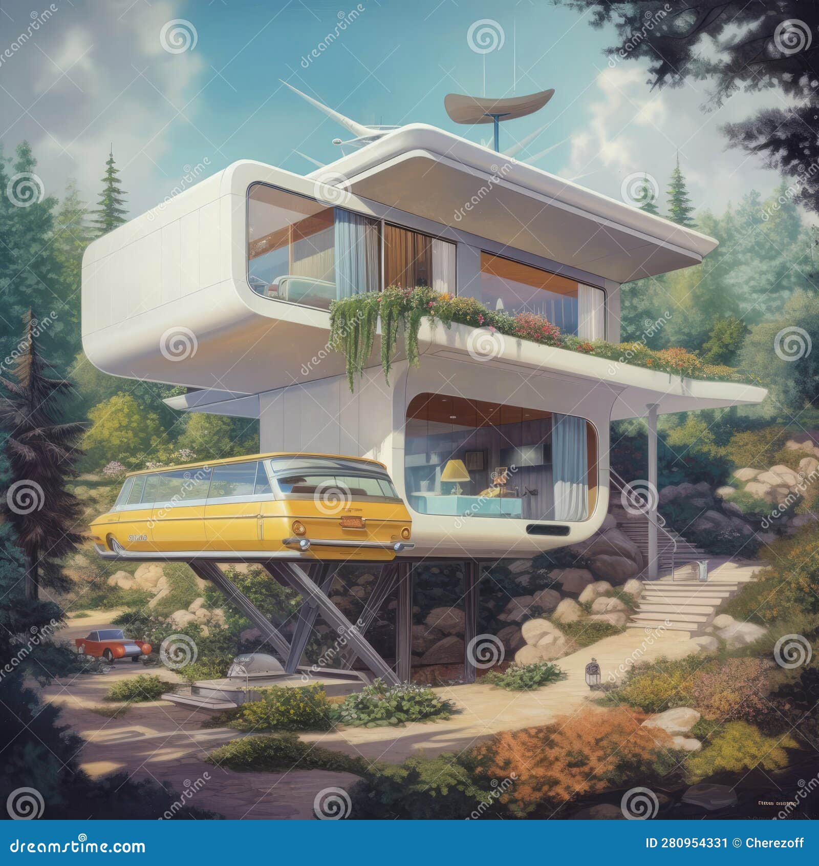 The Exterior of the House of the Future Stock Illustration ...