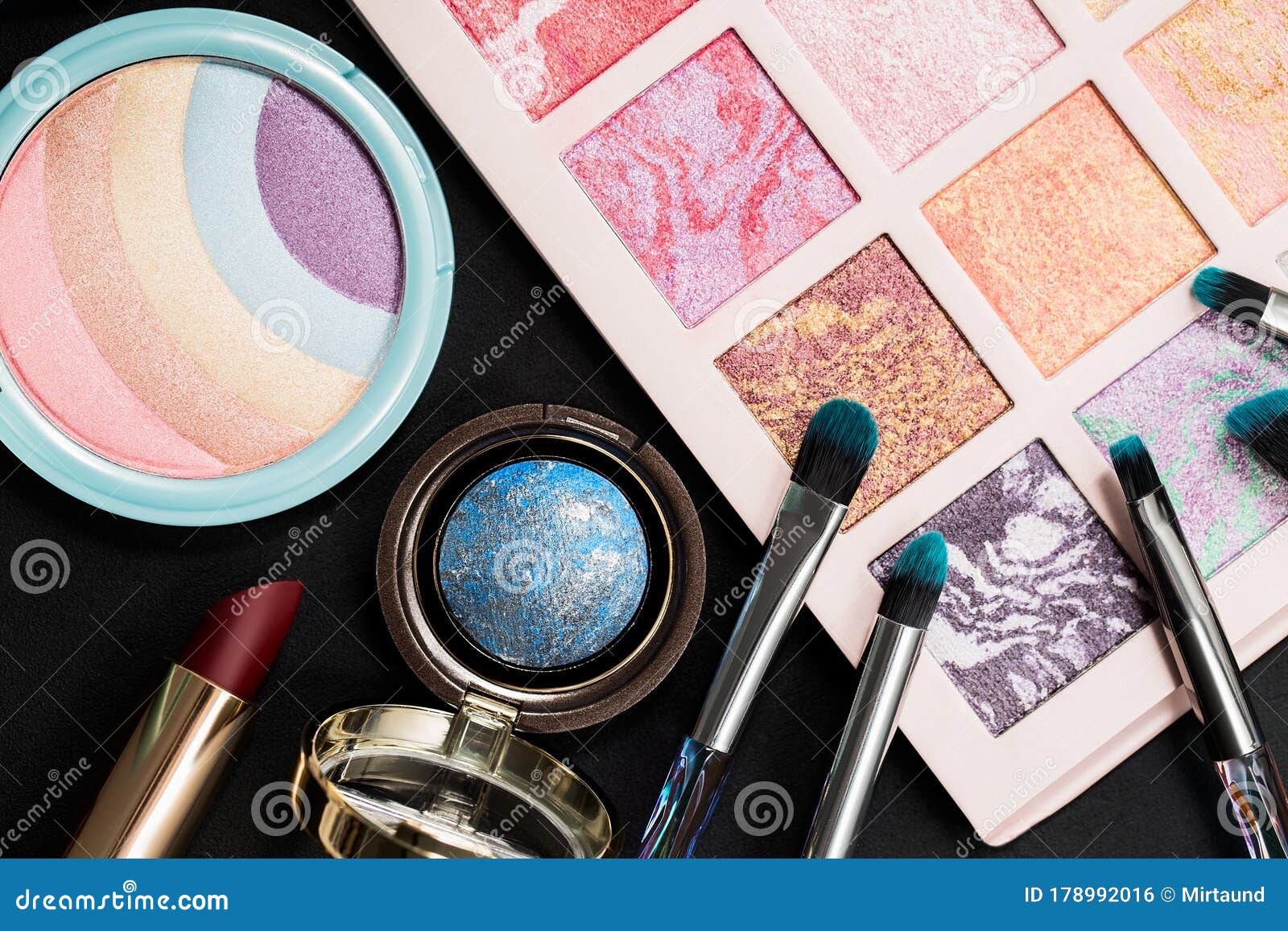 Beautiful Eye Shadow Box, Rainbow Highlighter, Makeup Brushes, Baked ...