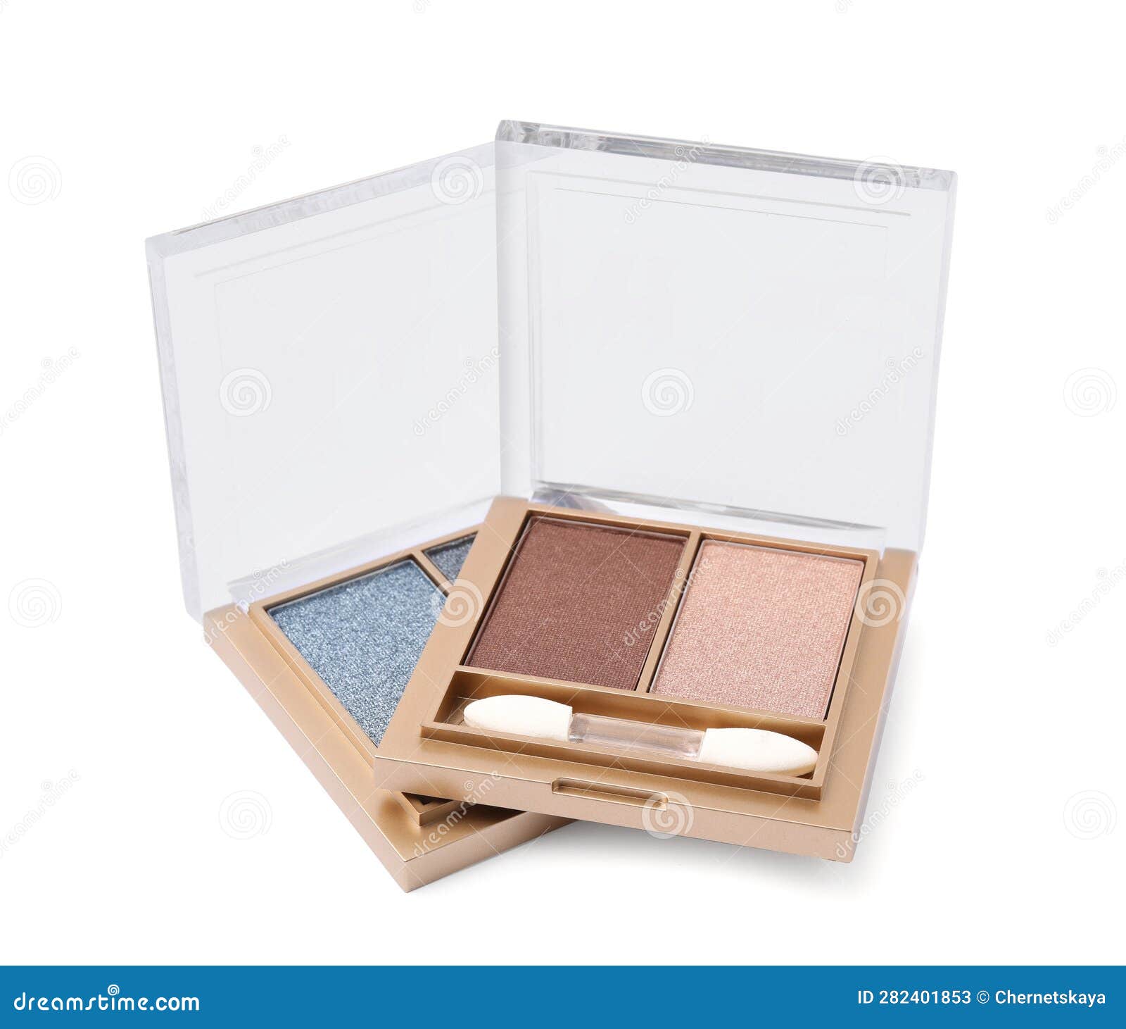 Beautiful Eye Shadow Palettes with Brushes Isolated on White Stock ...
