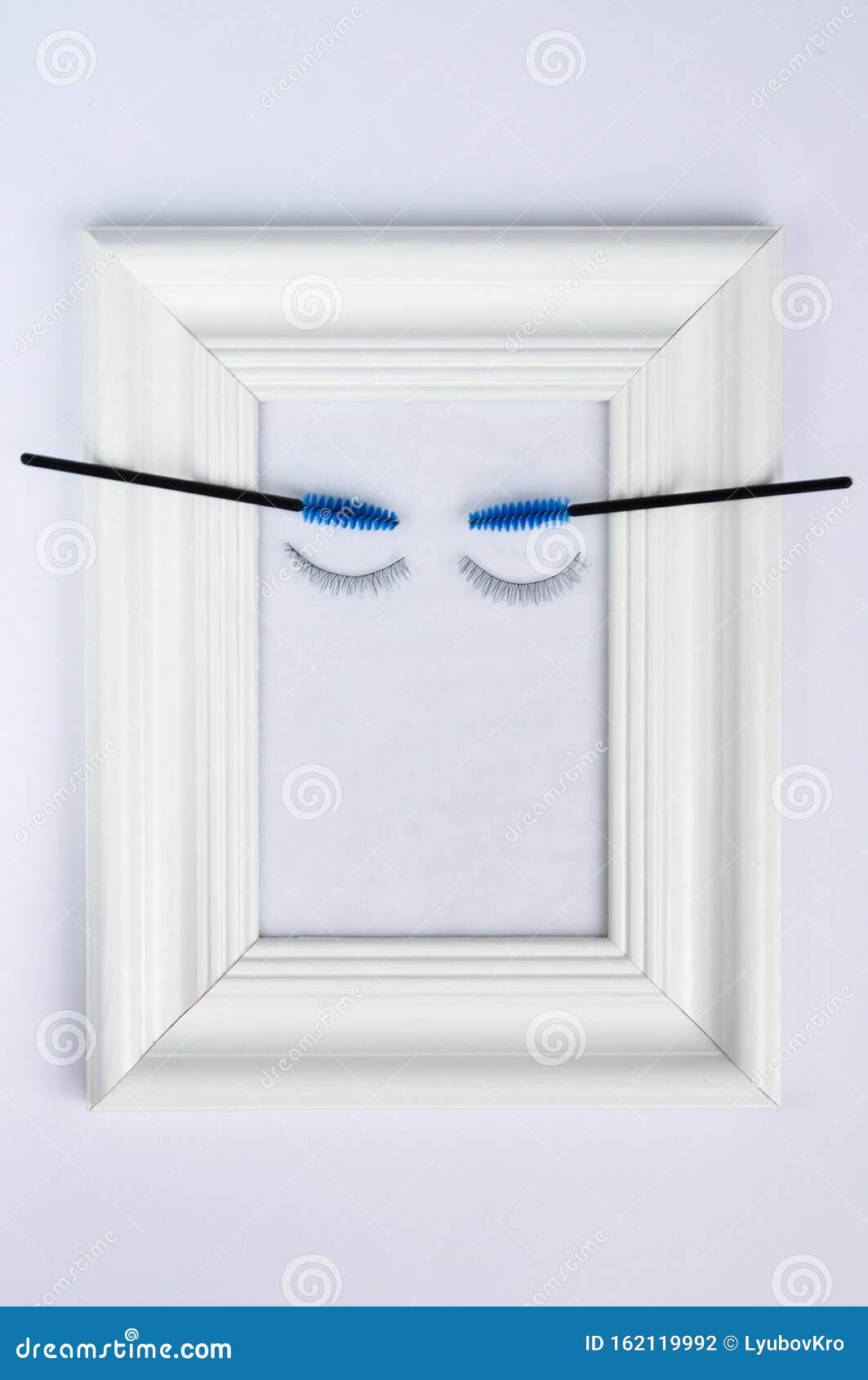 Beautiful Eyelashes and Eyebrows Concept: White Photo Frame Decorated ...
