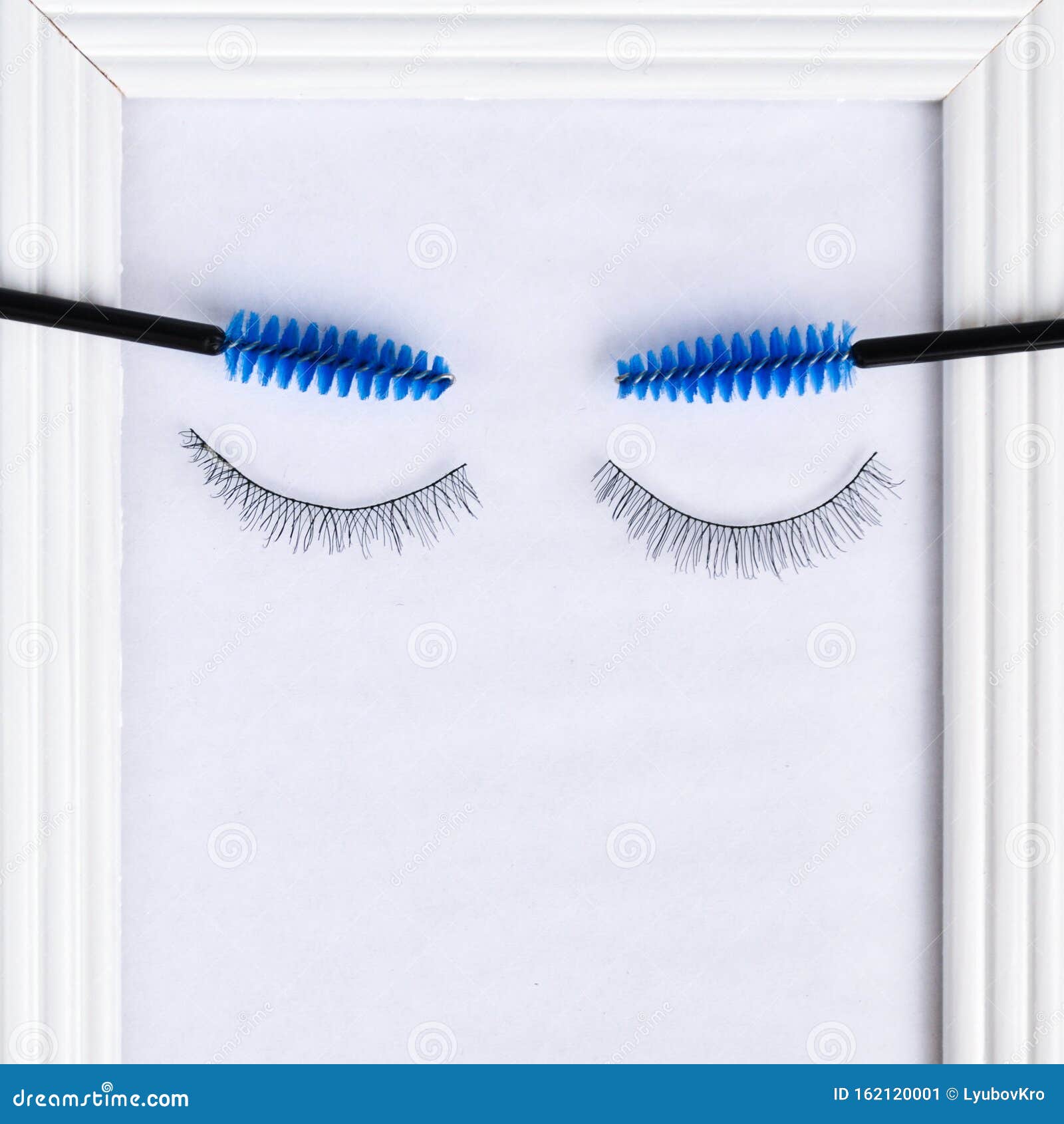 Beautiful Eyelashes and Eyebrows Concept: White Photo Frame Decorated ...