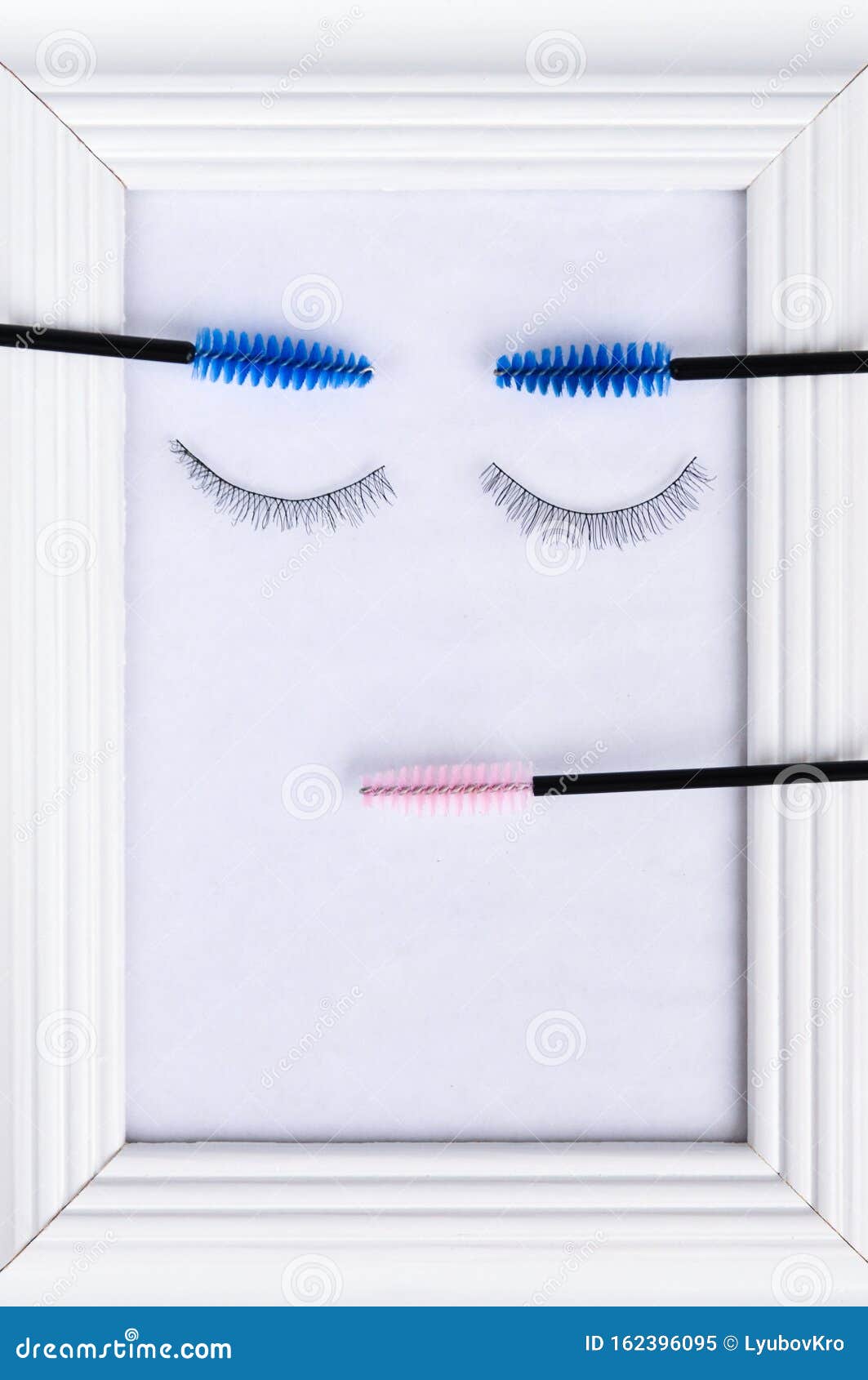 Beautiful Eyelashes and Eyebrows Concept: White Photo Frame Decorated ...