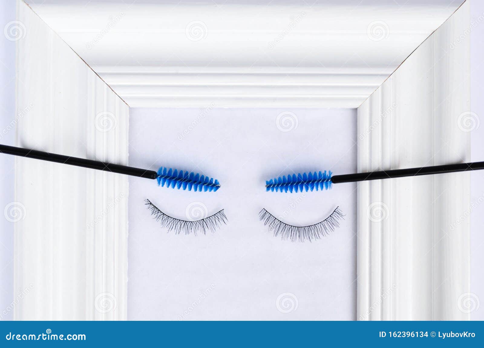 Beautiful Eyelashes and Eyebrows Concept: White Photo Frame Decorated ...