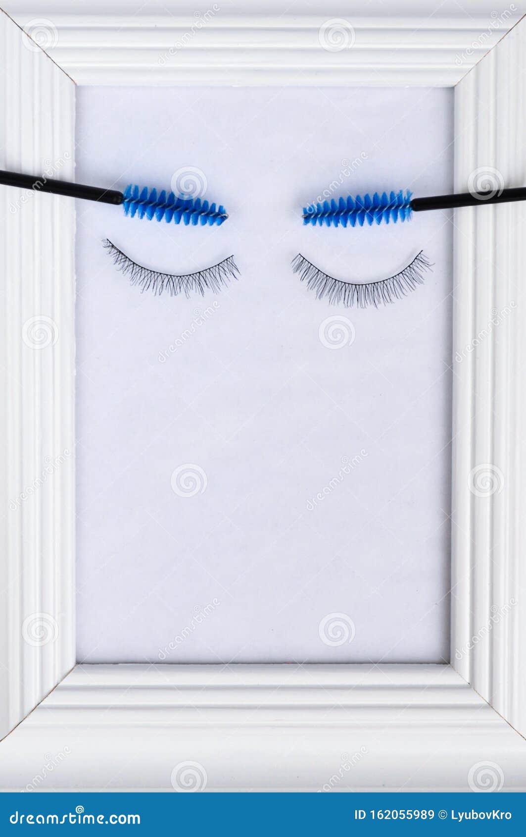 Beautiful Eyelashes and Eyebrows Concept: White Photo Frame Decorated ...