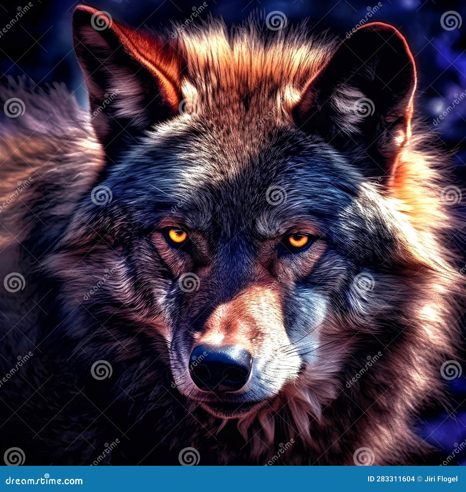 Wolf Front Profile Sticker On Mountain Desert Background Design Stock ...