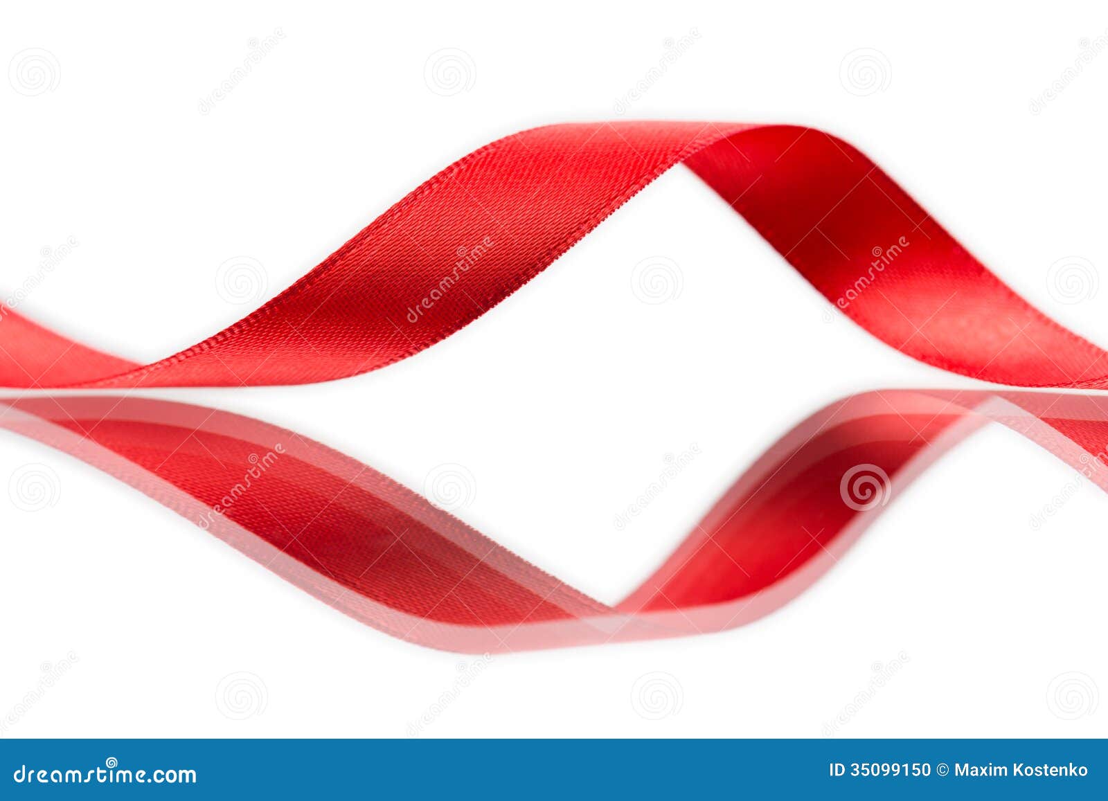 Beautiful Fabric Red Ribbon on White Stock Photo - Image of package ...