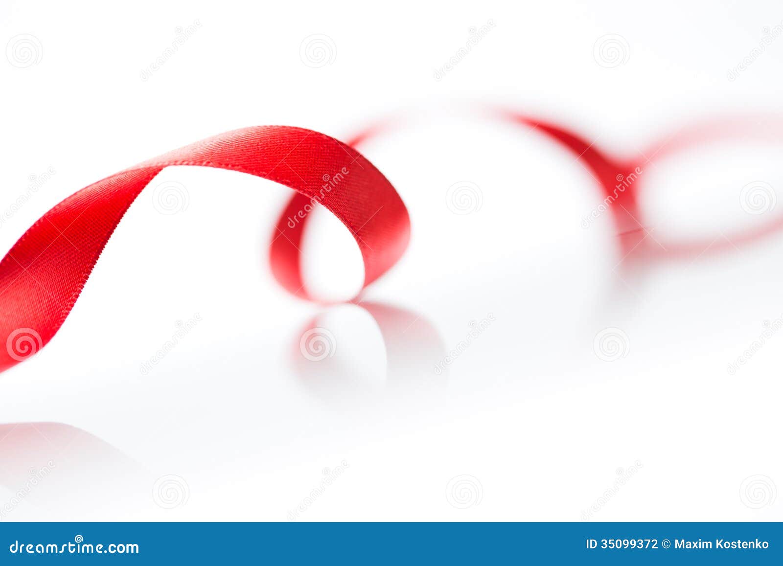 Beautiful Fabric Red Ribbon on White Stock Photo - Image of anniversary ...