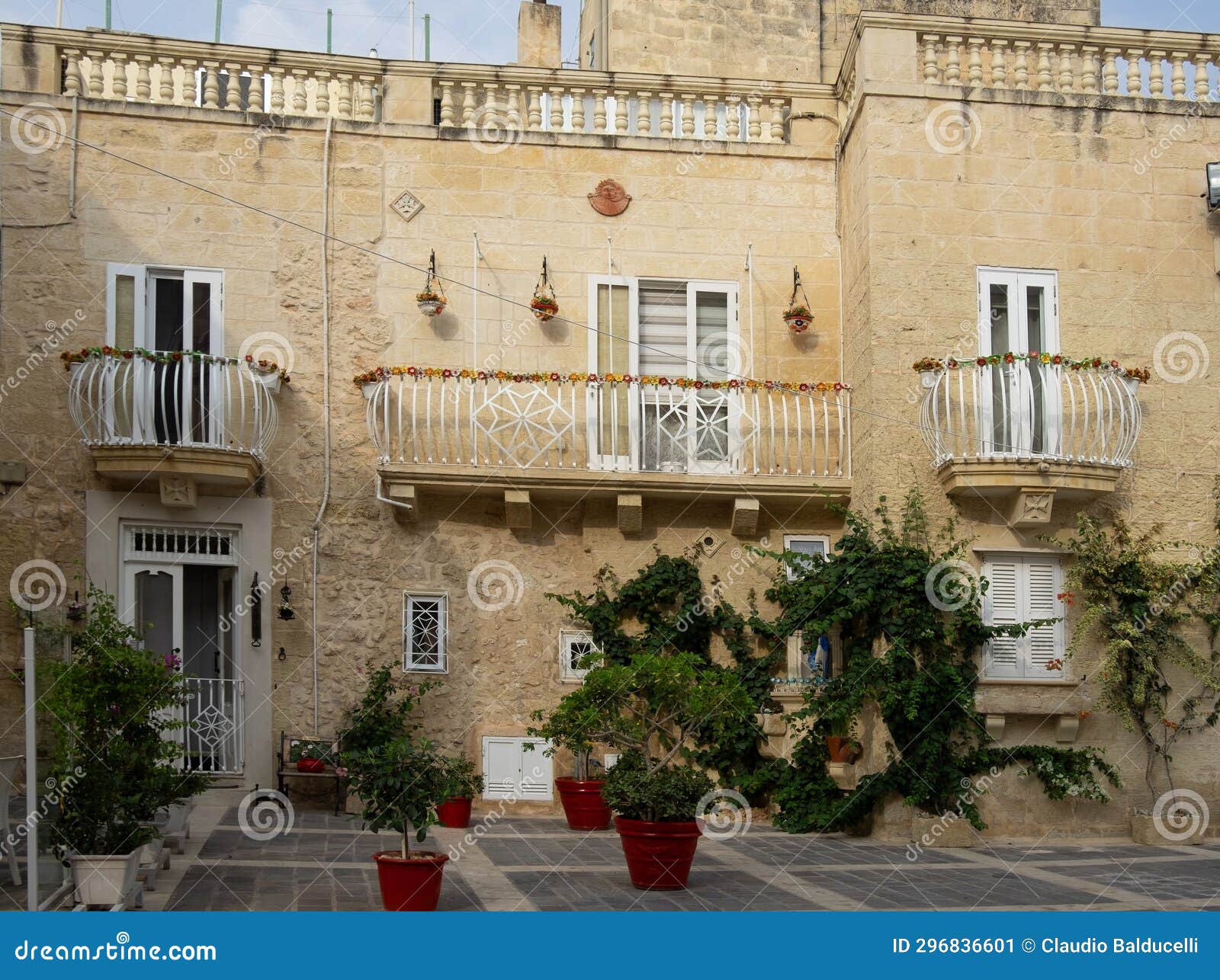 Beautiful Facade of Old Maltese House in Ancient Mdina Stock Image ...