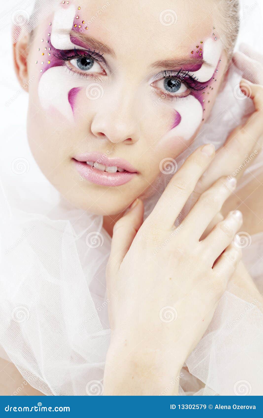 Beautiful face stock image. Image of hands, cosmetics - 13302579
