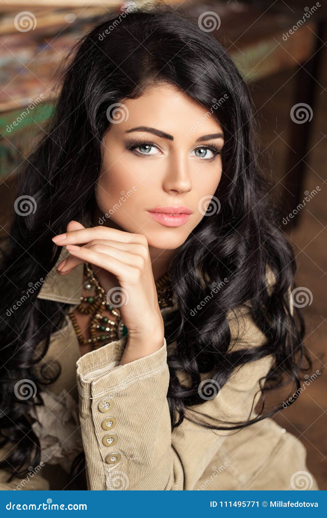 Beautiful Face Brunette Young Woman Portrait Stock Image Image Of
