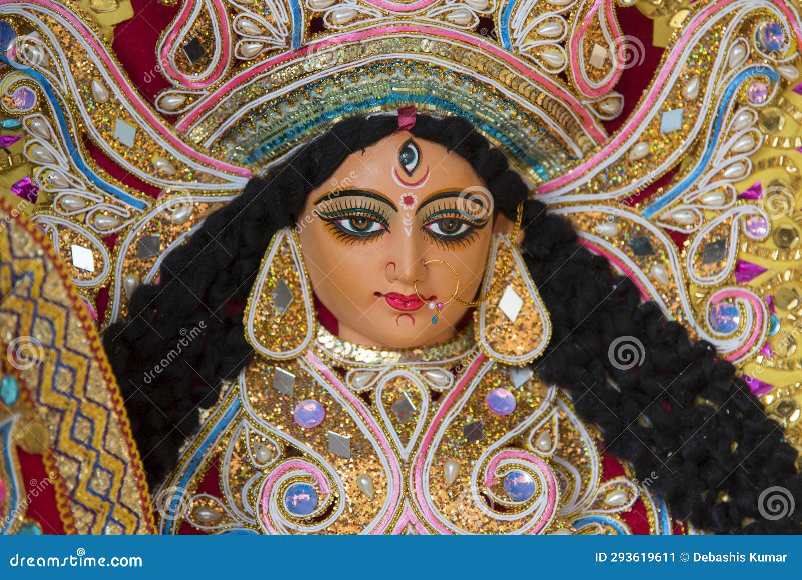 Idol Of Durga Goddess Made With Matchstick . Durgapuja . Festival Of ...