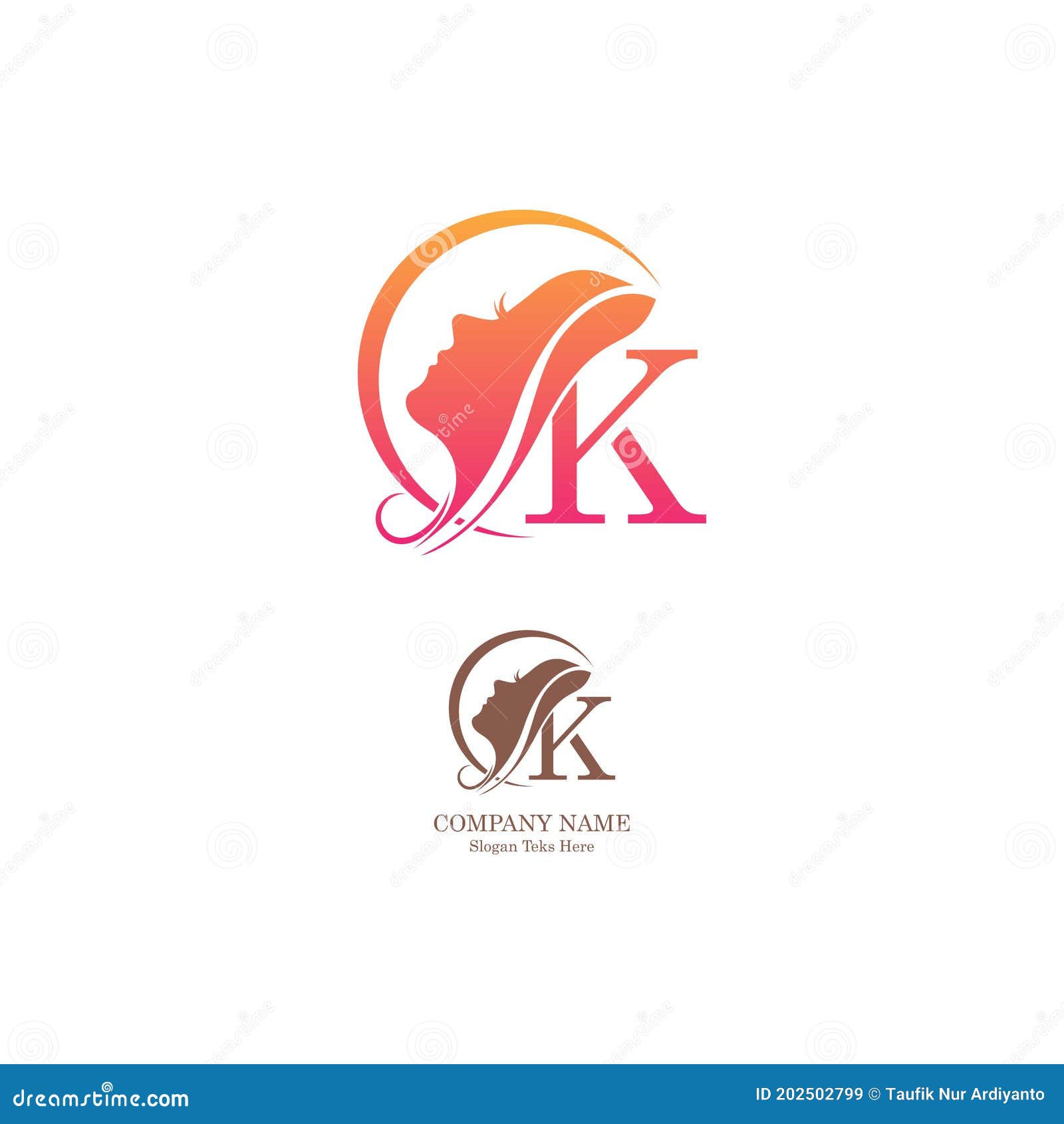 Beautiful Face Logo Letter K Icon in Front Design Stock Vector ...