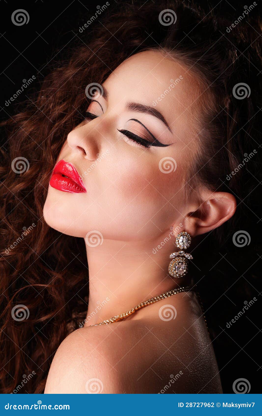 Beautiful Face Makeup Close-up Stock Photo - Image of lips, glamour ...
