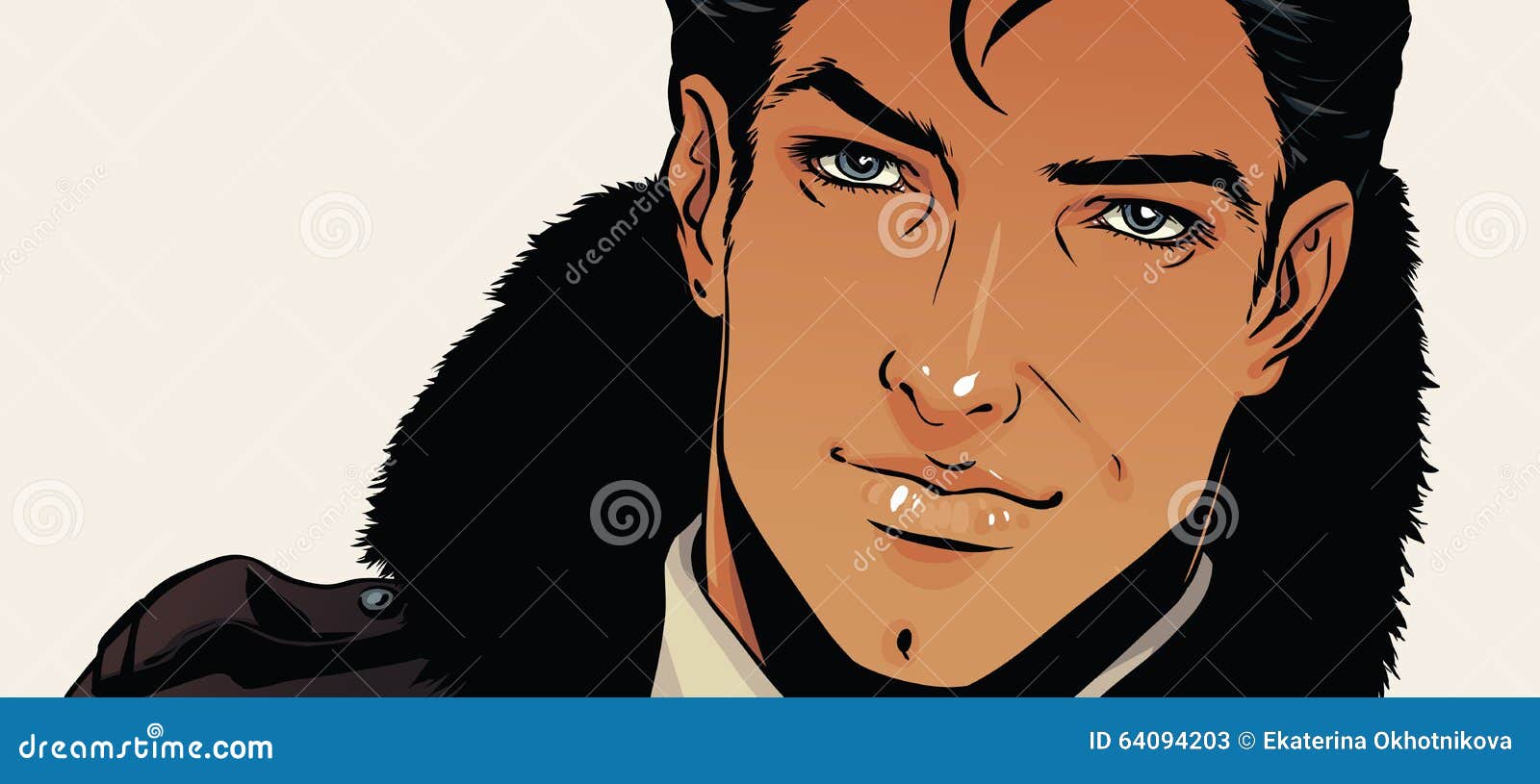 Beautiful face of a man. stock vector. Illustration of expression ...