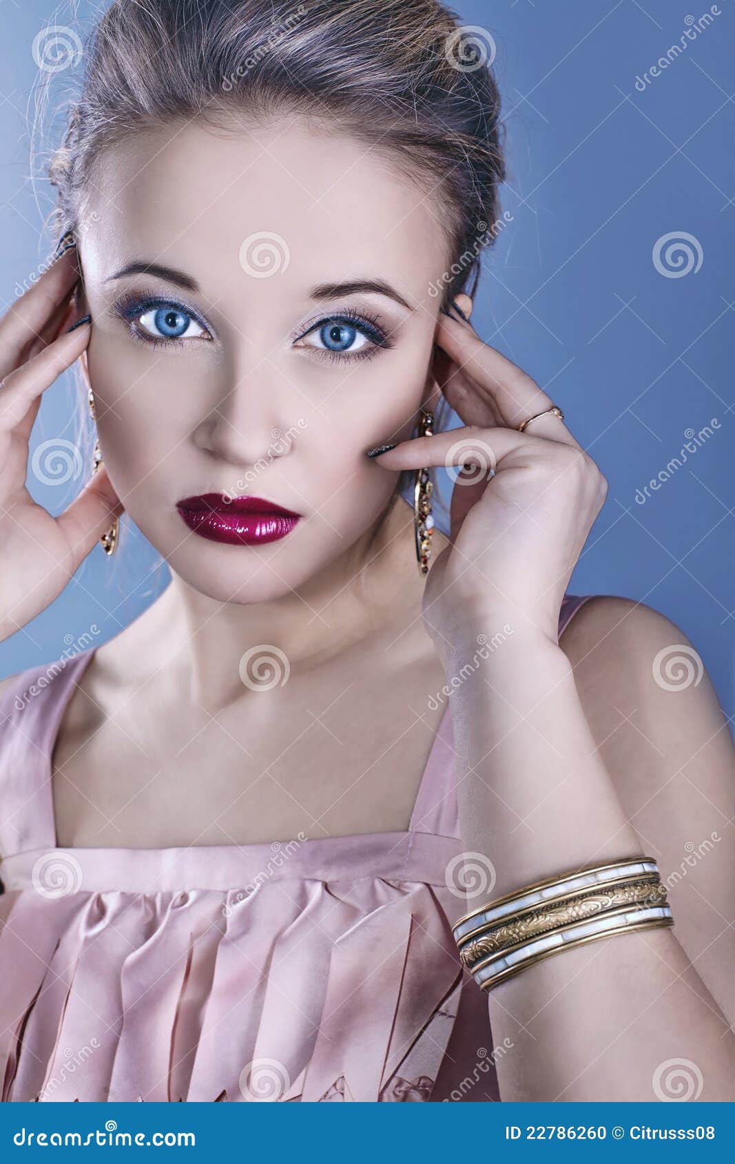 Beautiful Face with Saturated Colors of Make-up Stock Photo - Image of ...