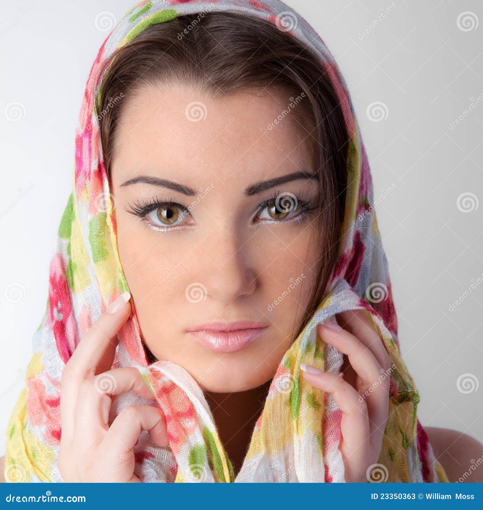 Beautiful Face with Scarf stock image. Image of bright - 23350363