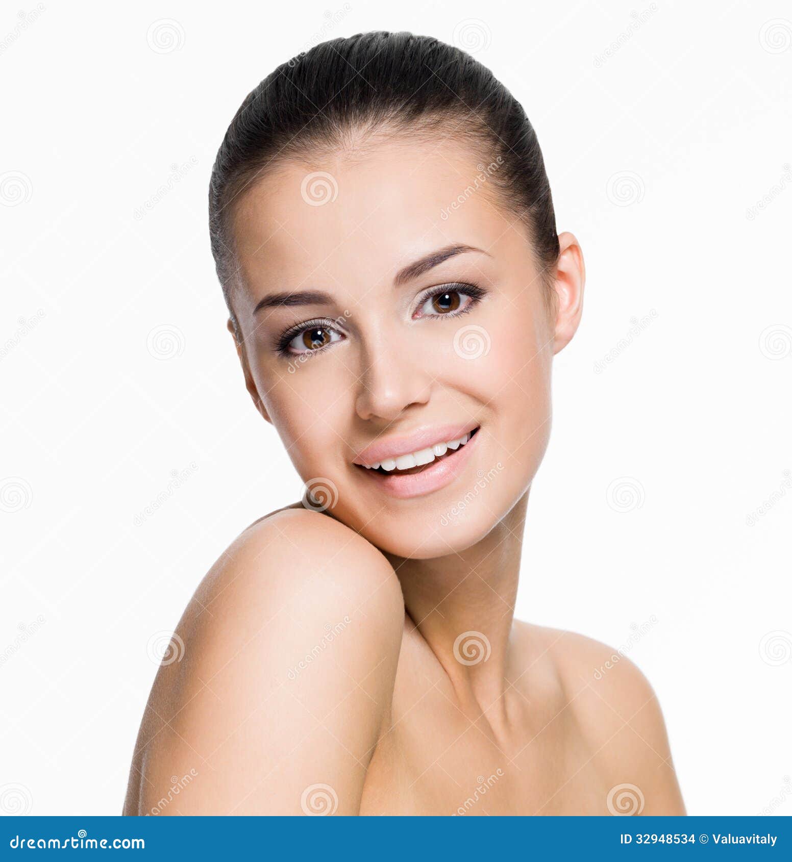 Beautiful Face of Smiling Woman Stock Photo - Image of skin, face: 32948534
