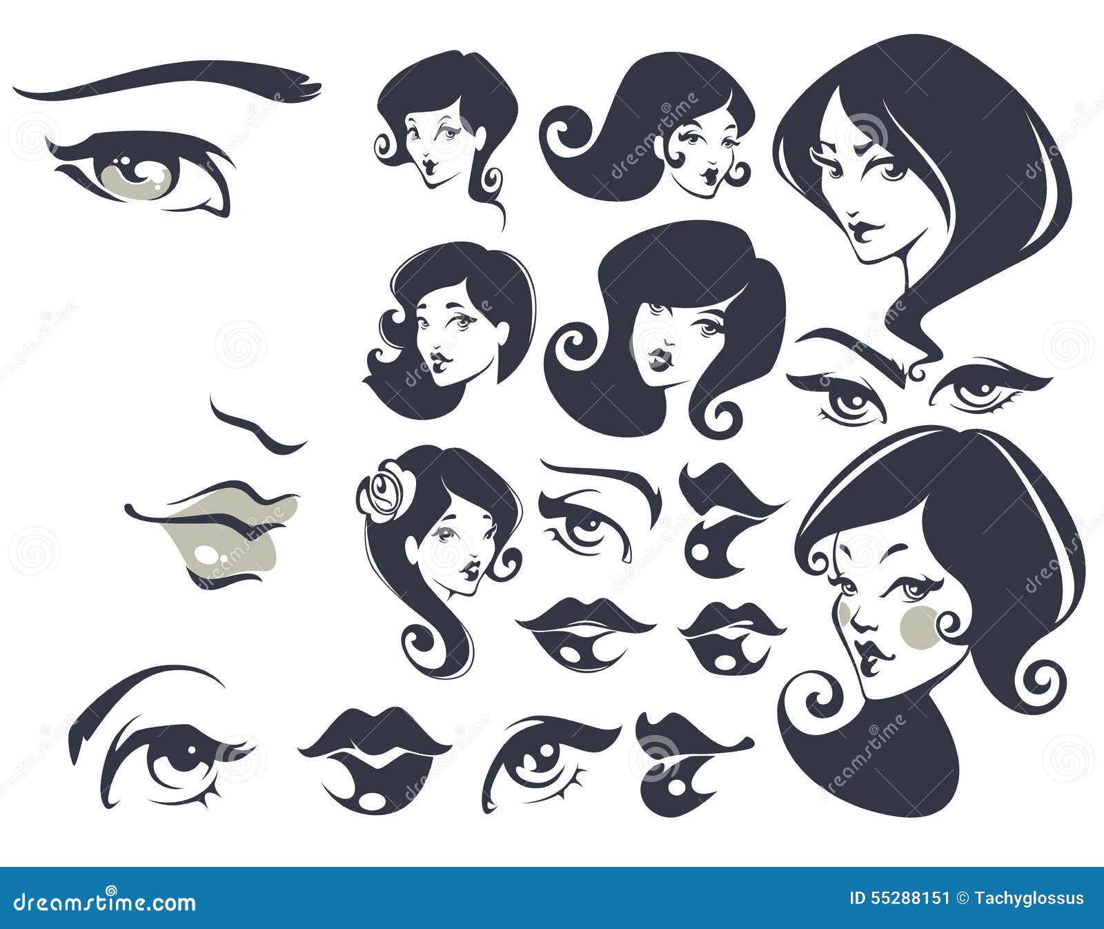 Beautiful faces stock vector. Illustration of care, collection - 55288151