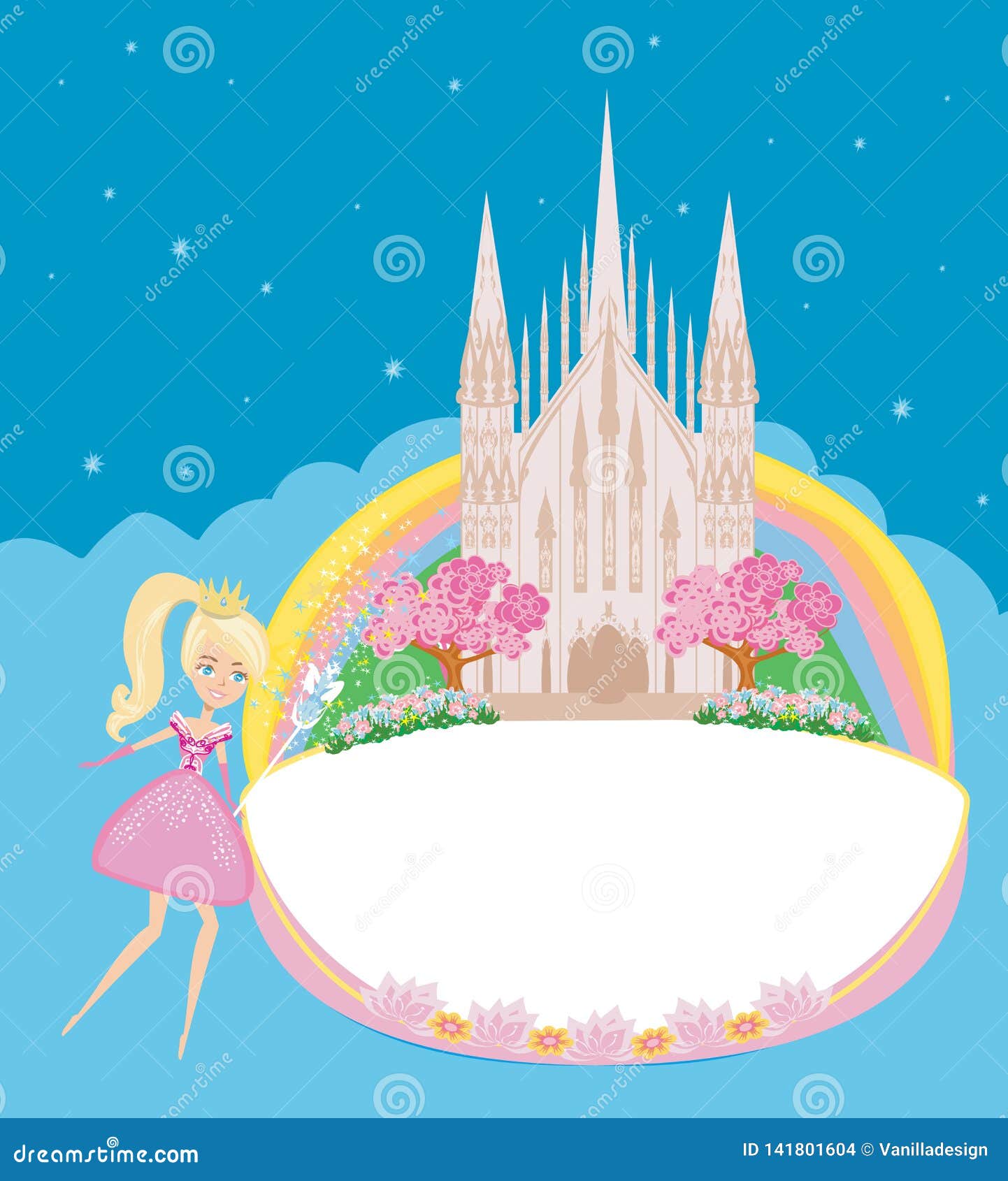 Beautiful Fairytale Castle Frame Stock Vector - Illustration of dream ...