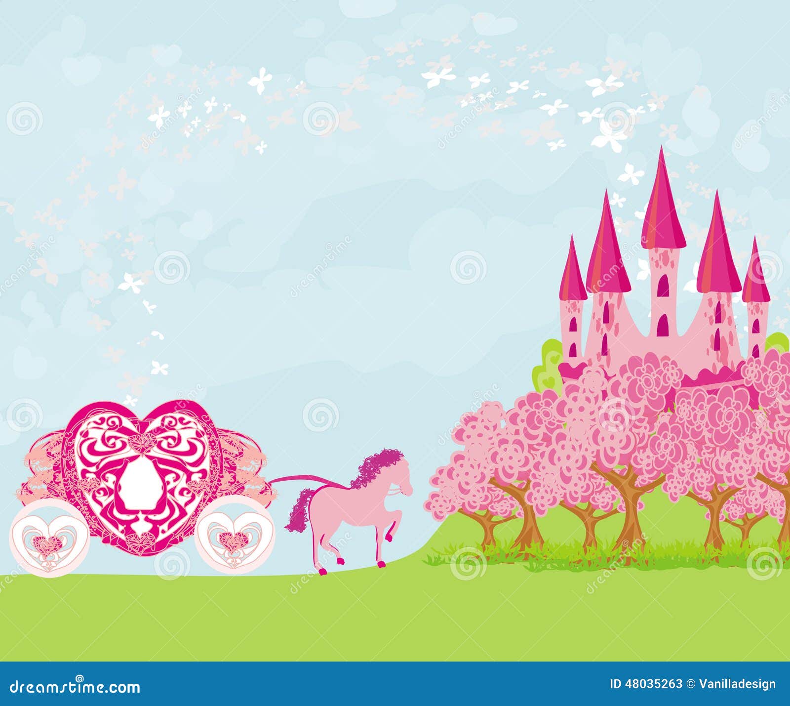Beautiful Fairytale Pink Castle Stock Vector - Illustration of fantasy ...