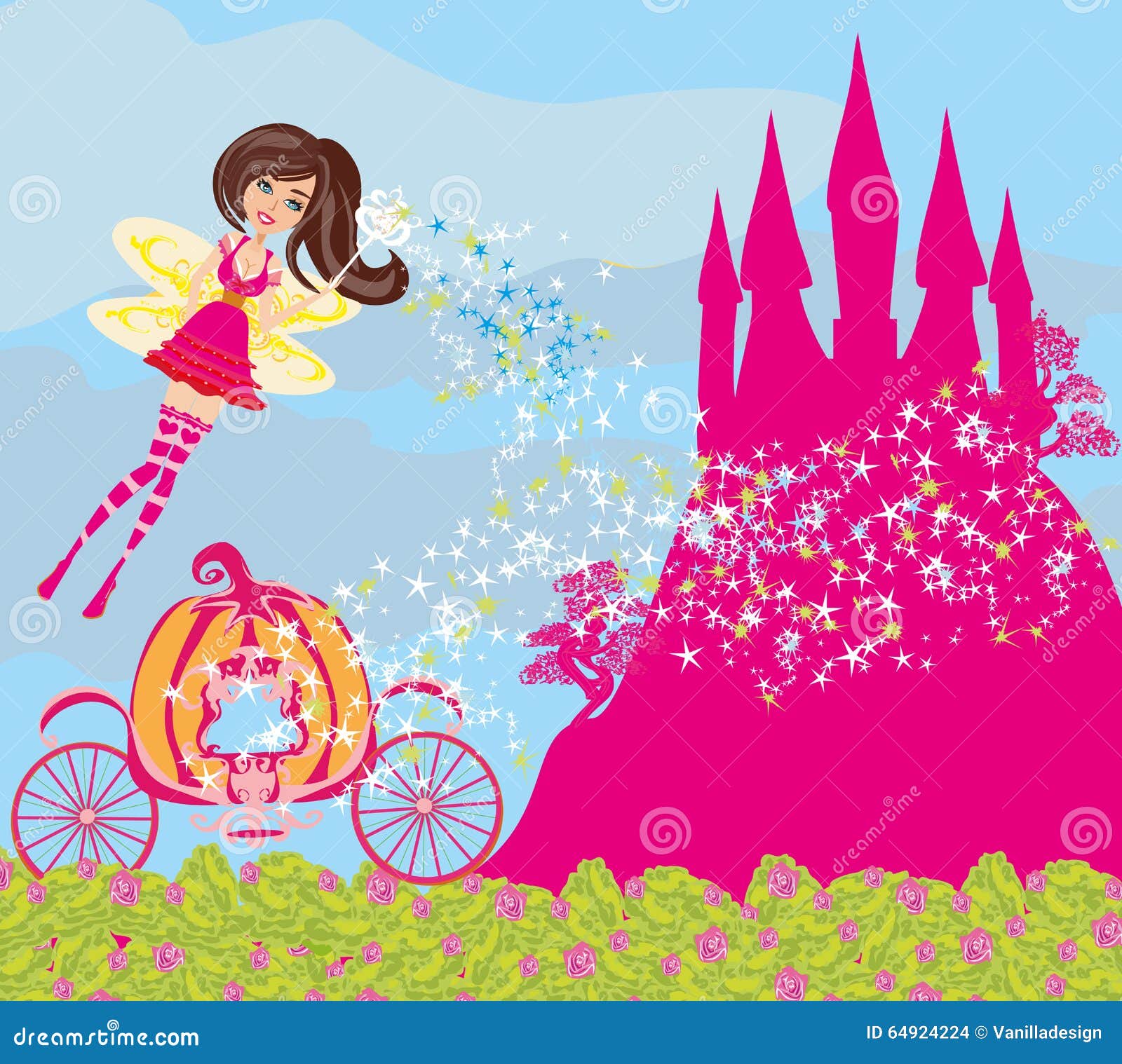 Beautiful Fairytale Pink Castle Stock Vector - Illustration of fantasy ...