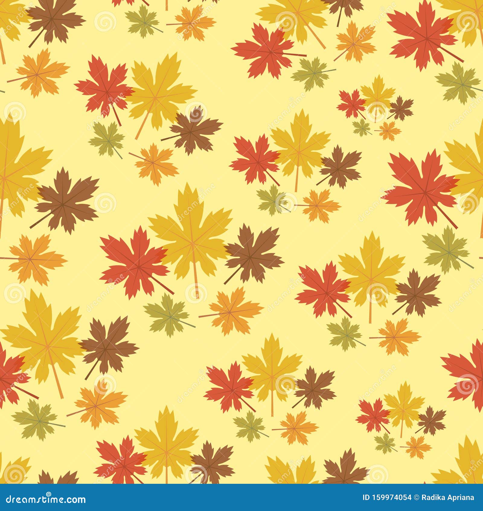 Beautiful Fall or Autumn Maple Leaf Pattern Seamless with Light Orange ...
