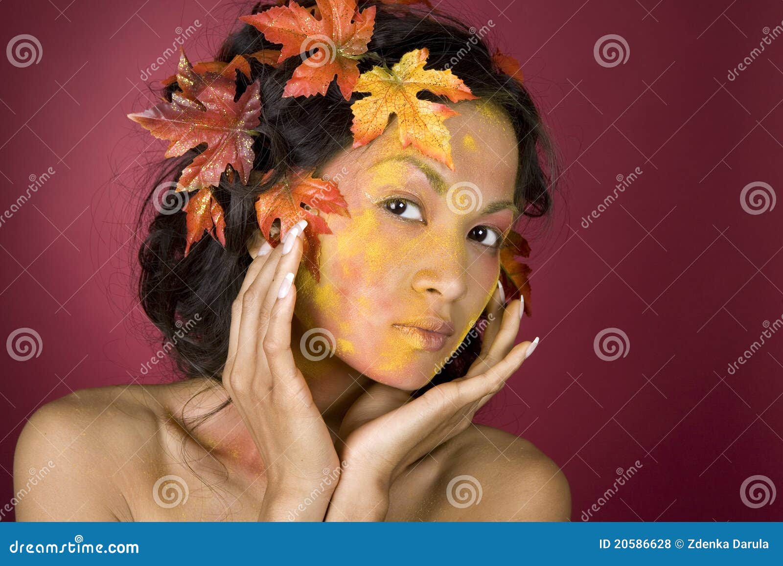 Beautiful fall face stock photo. Image of leaf, person - 20586628