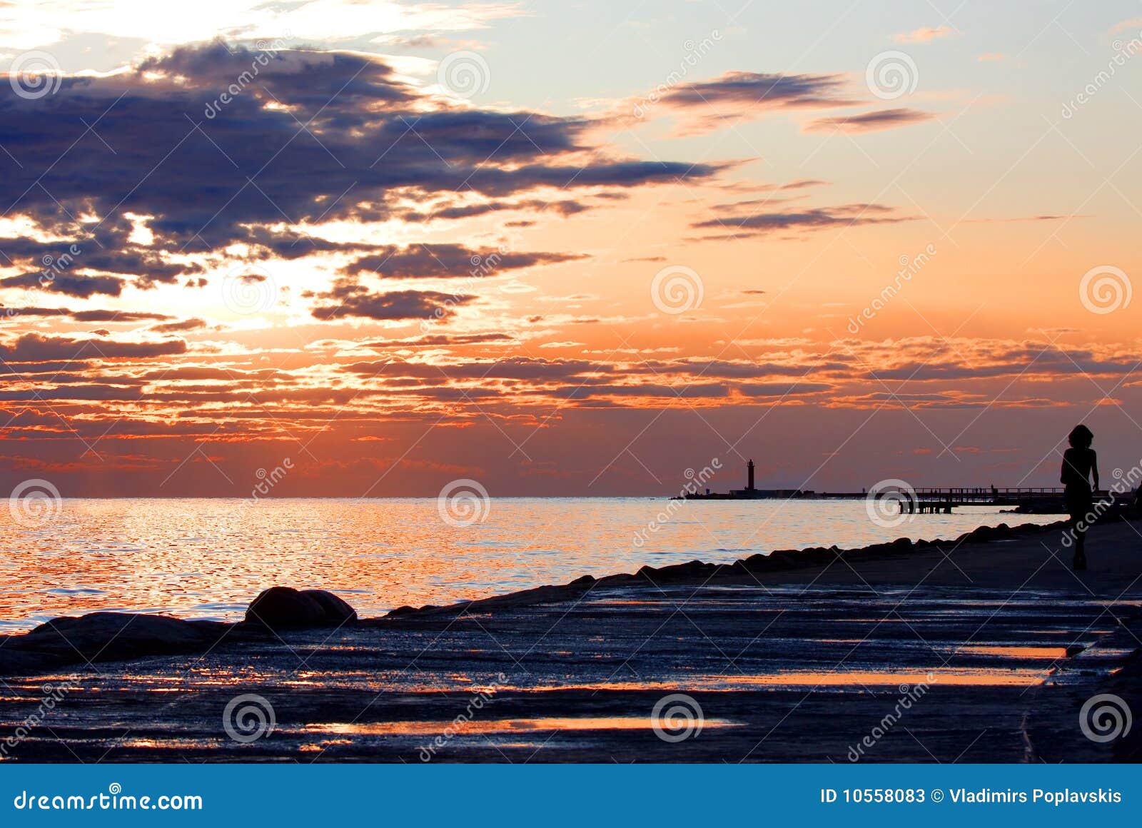 Beautiful Fall Sunset on the Beach Stock Image - Image of tranquil ...