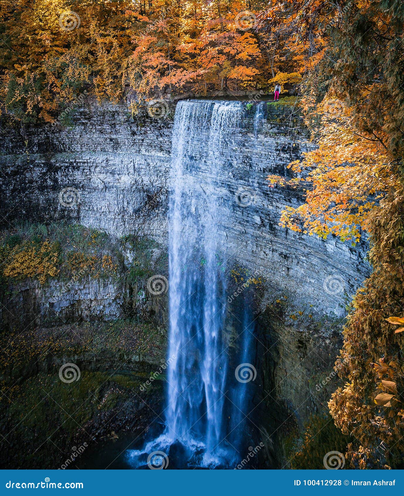 Beautiful Fall Trees and Waterfall Stock Photo - Image of outdoors ...