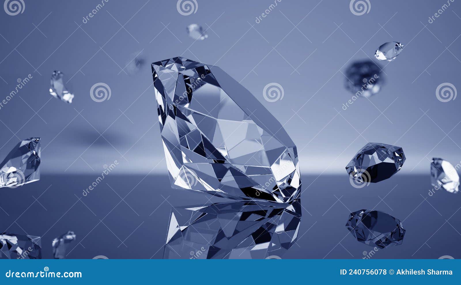 Falling Diamonds. Pattern Background With Realistic 3D Transparent Gems ...
