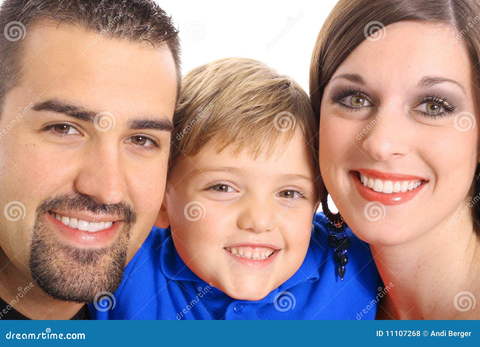 Beautiful Family Portrait Blue Stock Photo - Image of parenthood ...