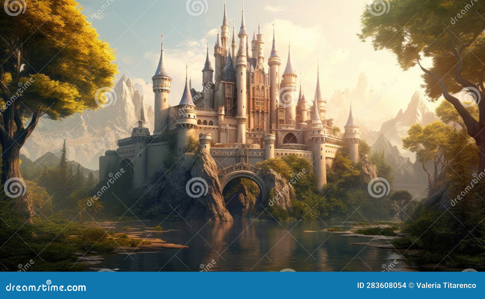 Beautiful Fantasy Castle, Book Cover. AI Generated Stock Illustration ...