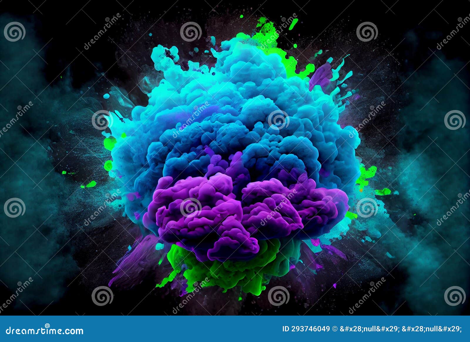 Beautiful Fantasy Color Explosion on Black Background. Generative Ai ...