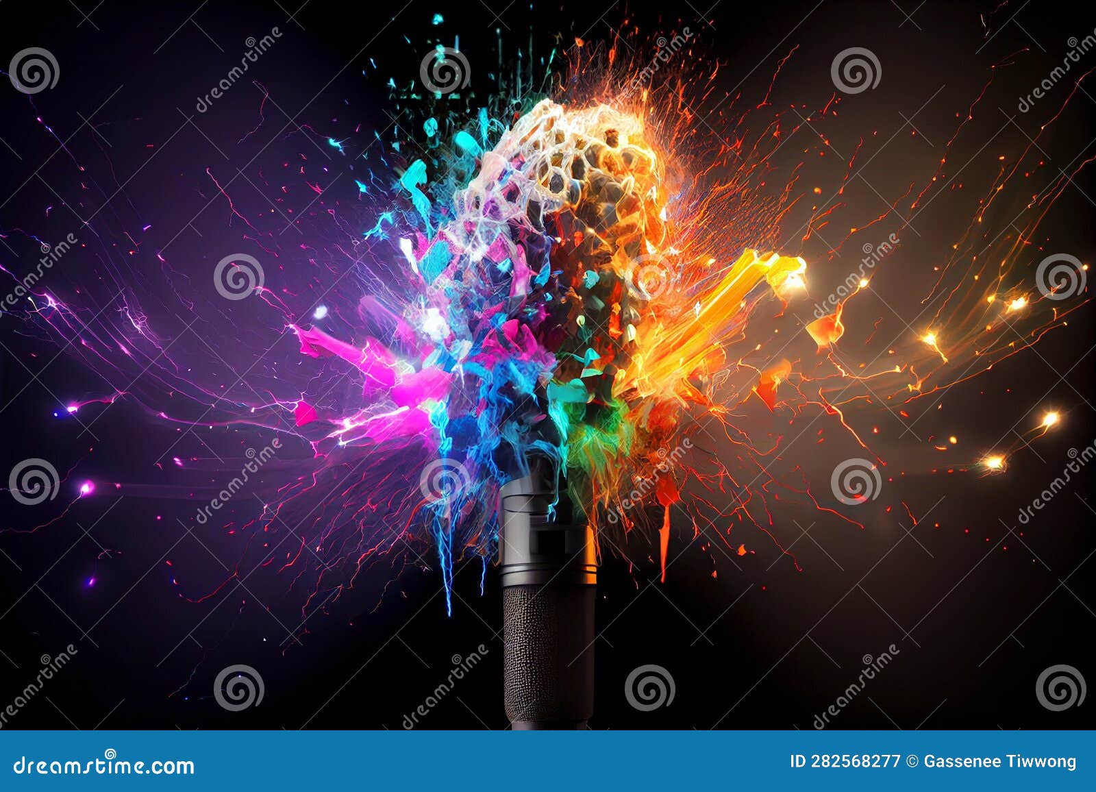 A Beautiful Fantasy Creative Microphone Explosion with Multicolor ...