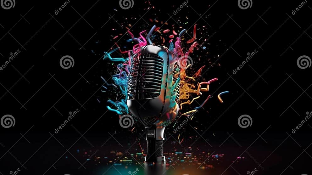 A Beautiful Fantasy Creative Microphone Explosion with Multicolor ...