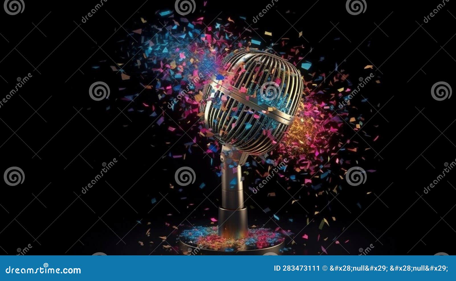 A Beautiful Fantasy Creative Microphone Explosion with Multicolor ...