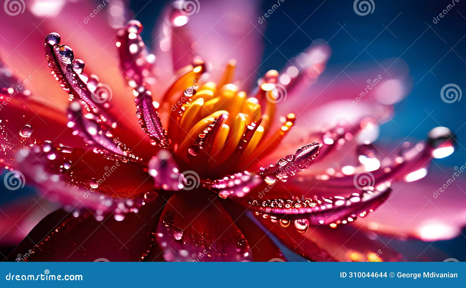 Beautiful Fantasy Macro Water Drops on Plants Stock Illustration ...